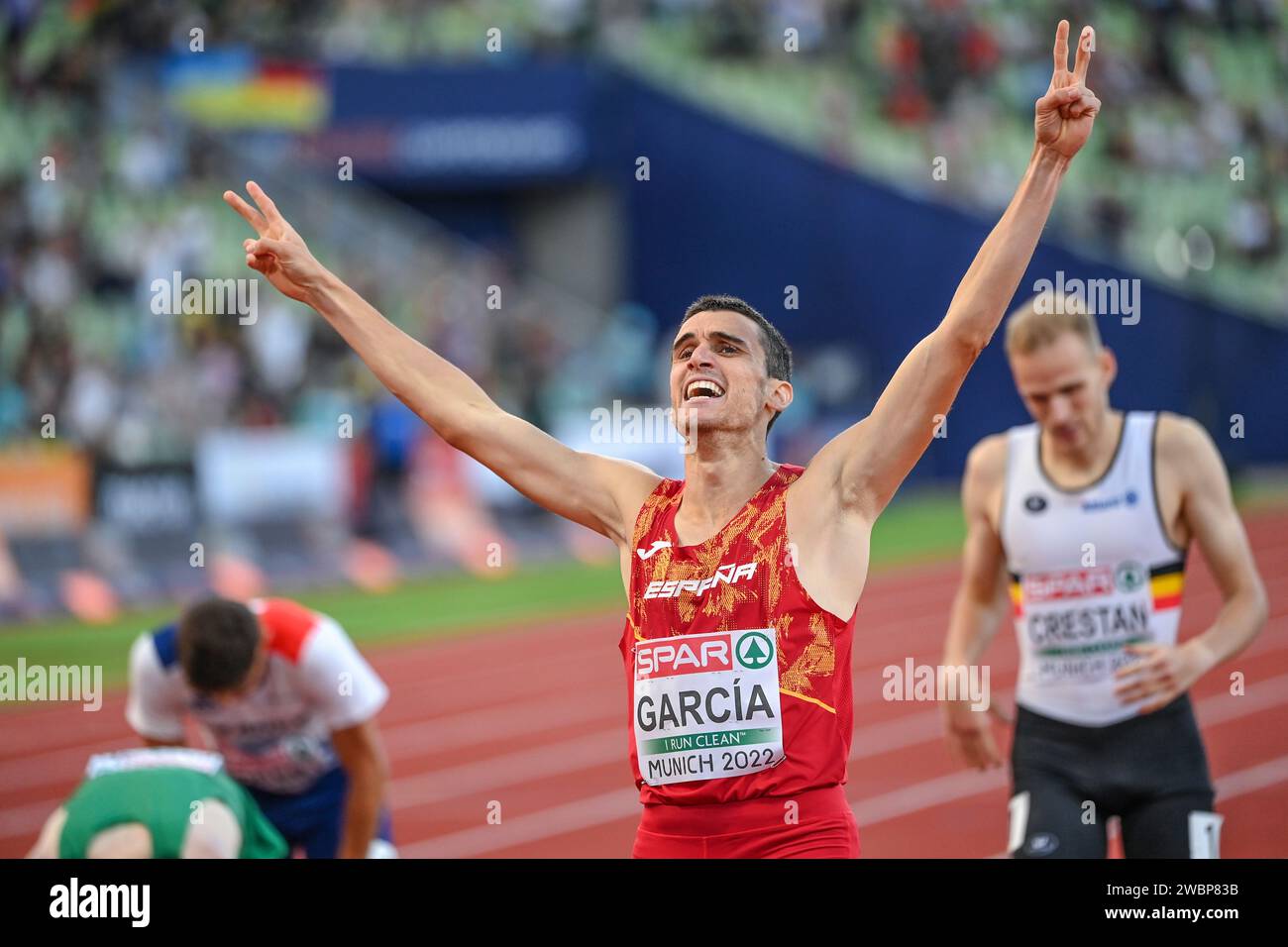 Mariano Garcia (Spain). 800m Gold Medal. European Championships Munich ...