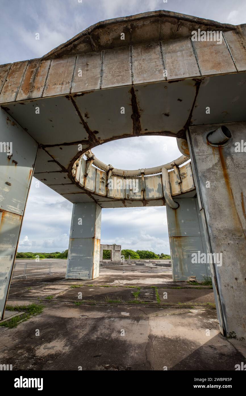A close-up view of the launch pedestal still standing at Launch Complex ...