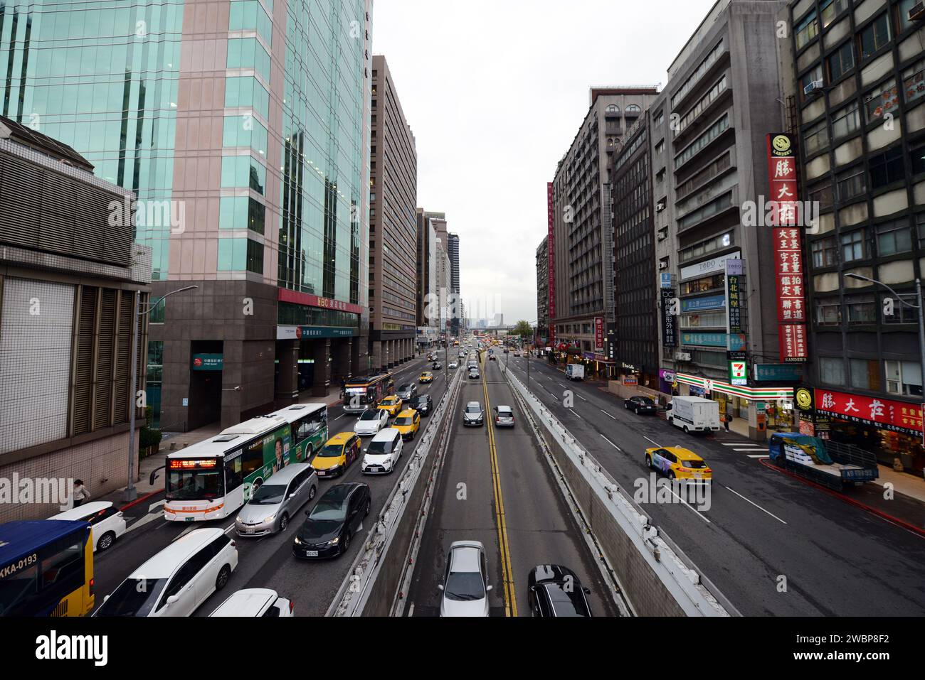 Traffic on a main road near Taipei Main station in Taipei, Taiwan Stock ...