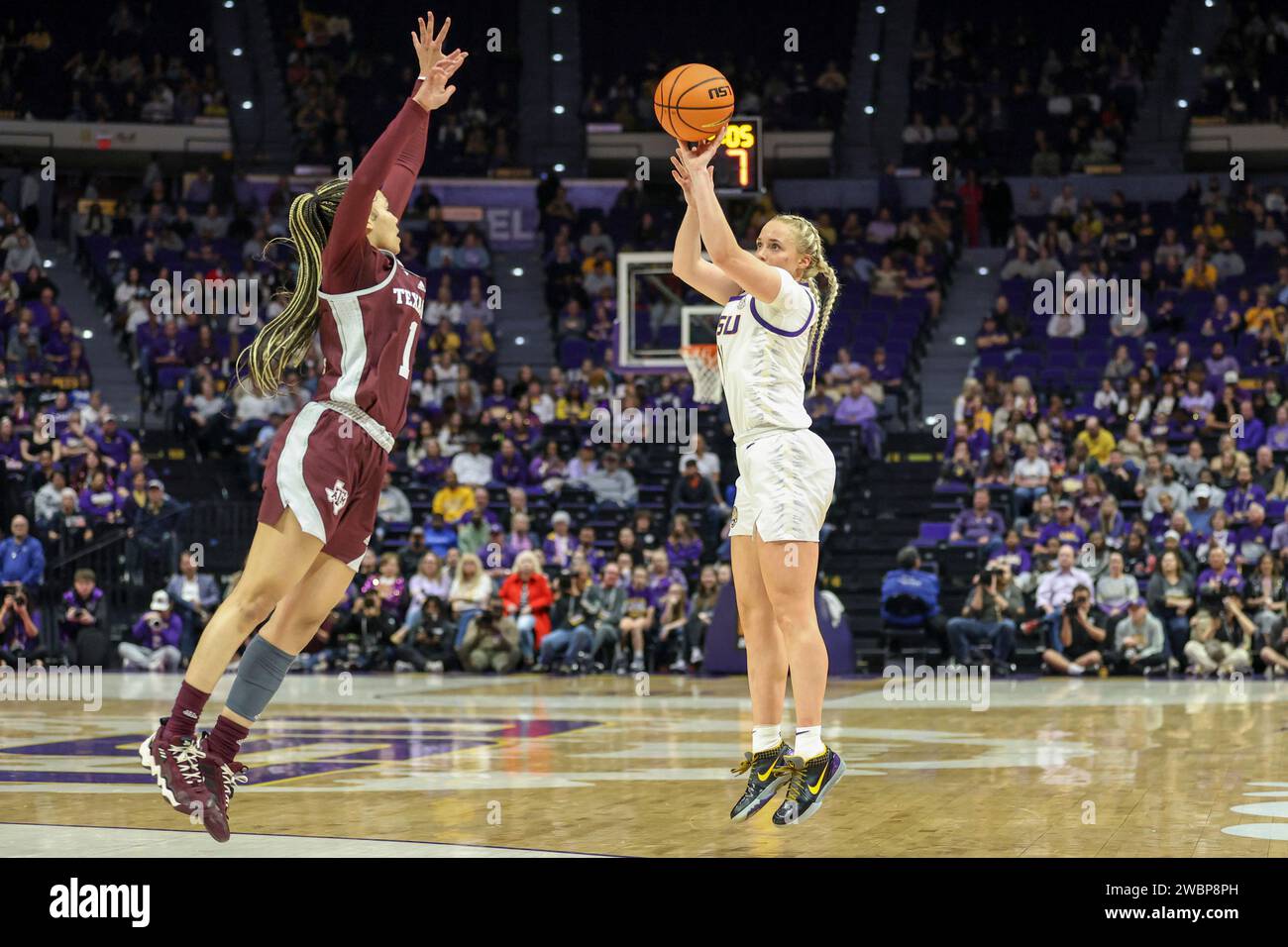 January 11, 2024: LSU's Hailey Van Lith (11) puts up a shot over Texas ...