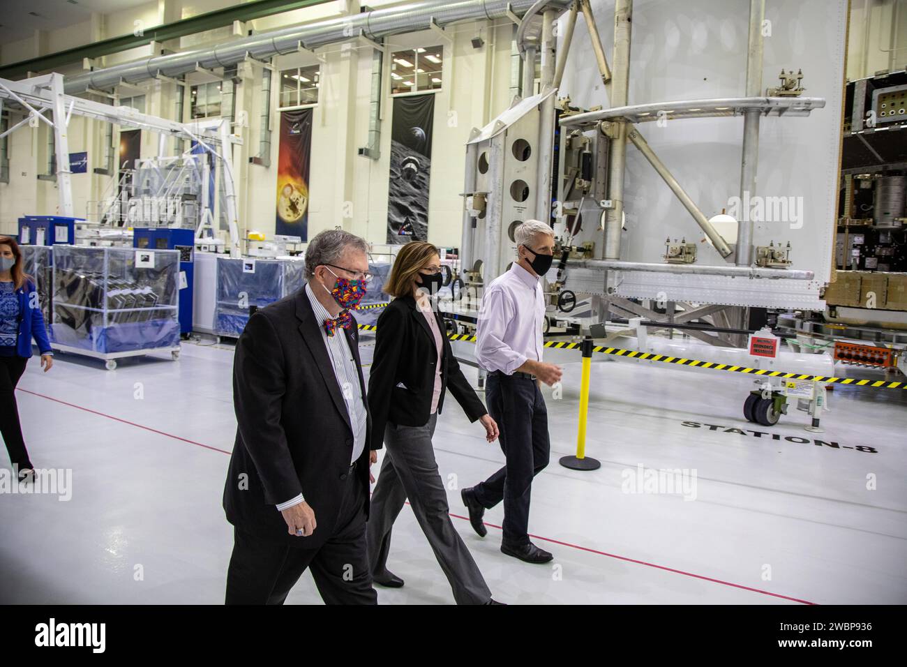 Catherine Koerner, in the center, NASA Orion Program manager, along ...