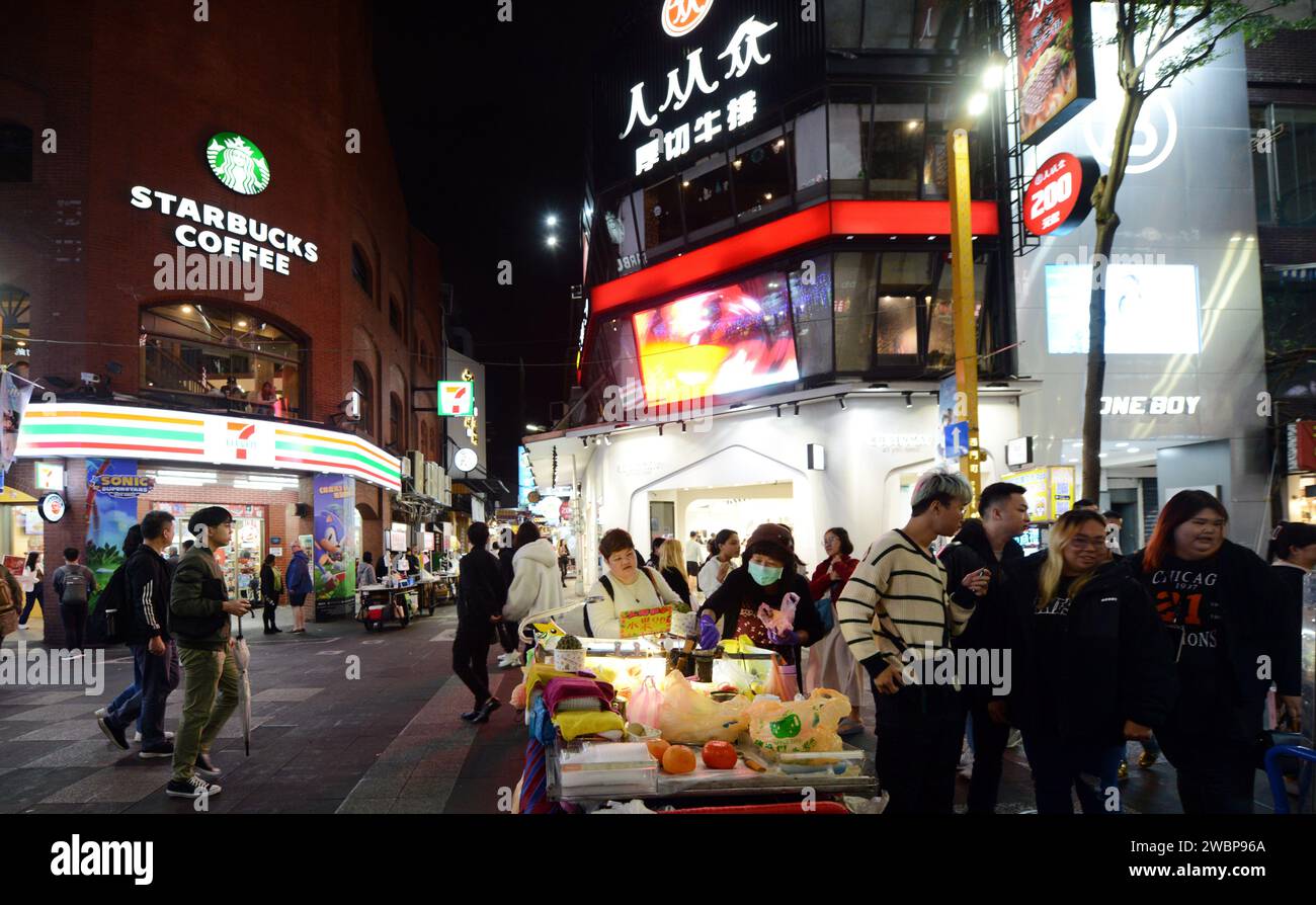 The vibrant Ximending shopping neighborhood in Taipei, Taiwan Stock ...