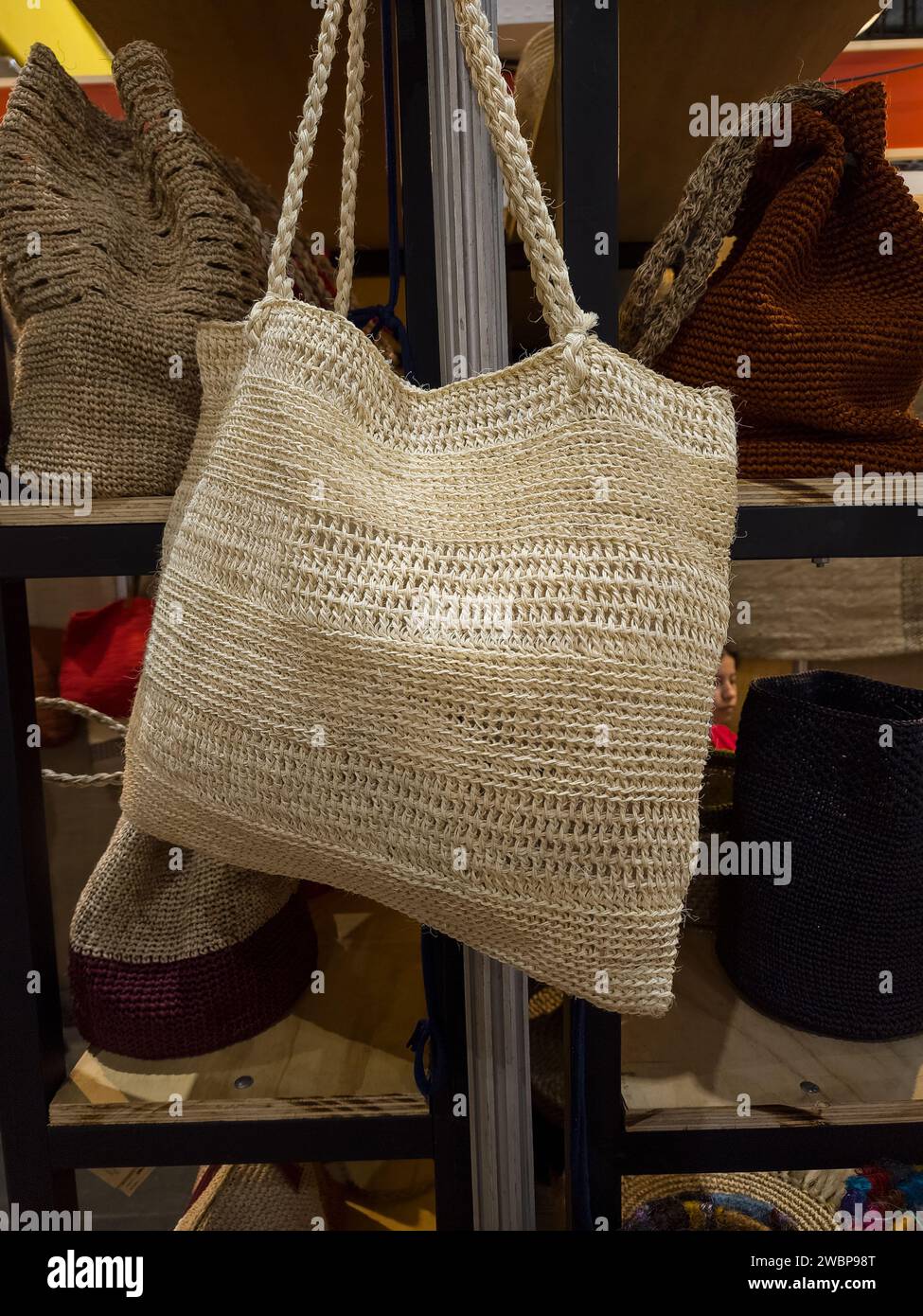 Traditional bag woven in natural fiber Stock Photo - Alamy