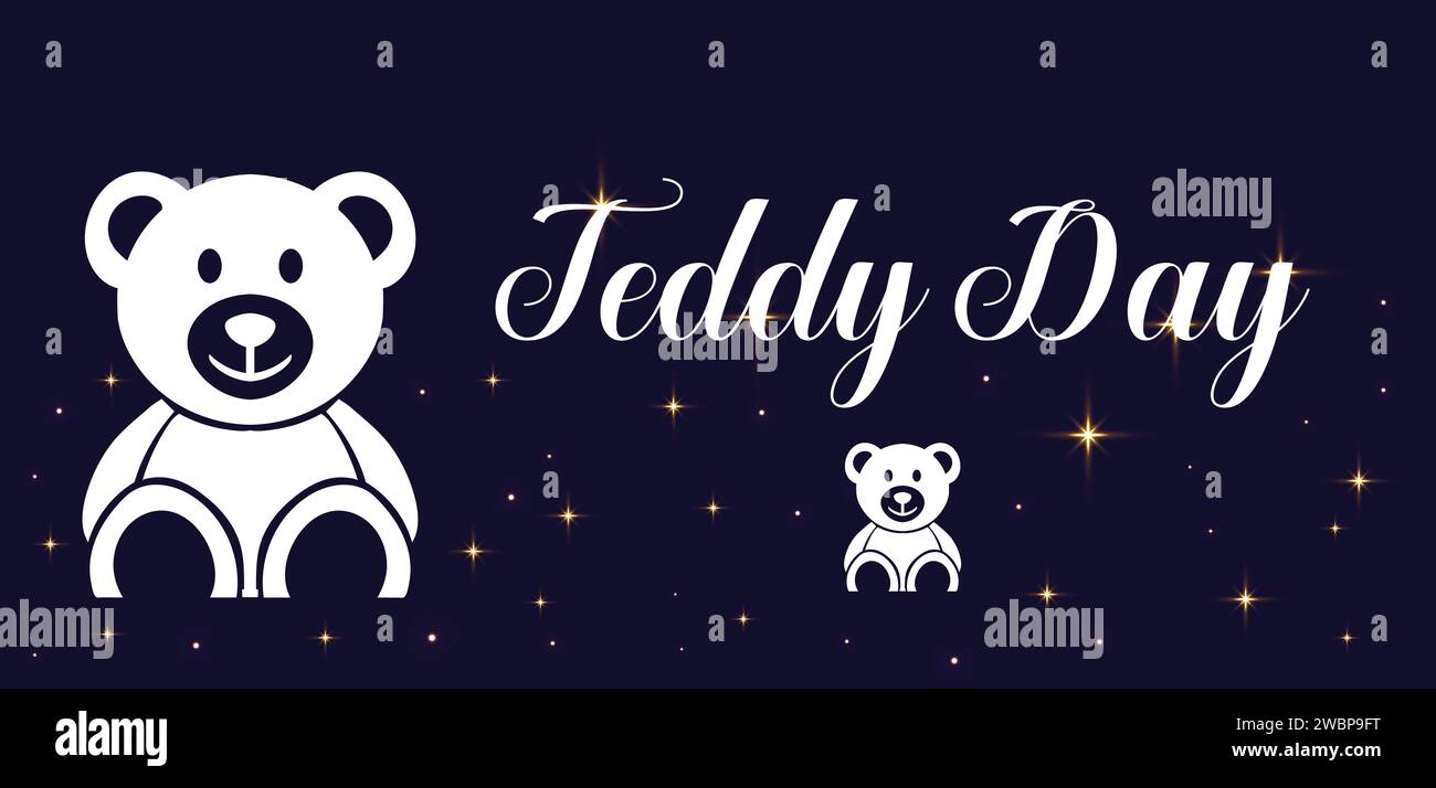 Happy Teddy Day Stylish Text illustration Design Stock Vector Image ...