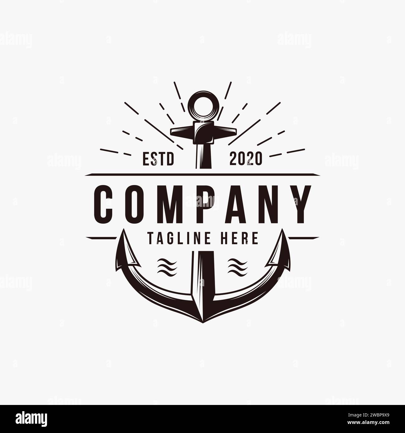 Vintage old anchor nautical marine logo vector illustration on white ...