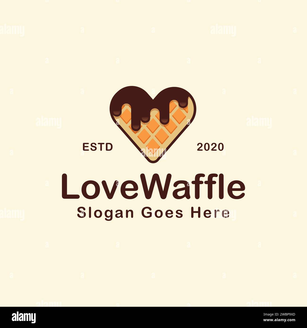 Waffle with love shape cartoon logo cartoon logo vector on light ...