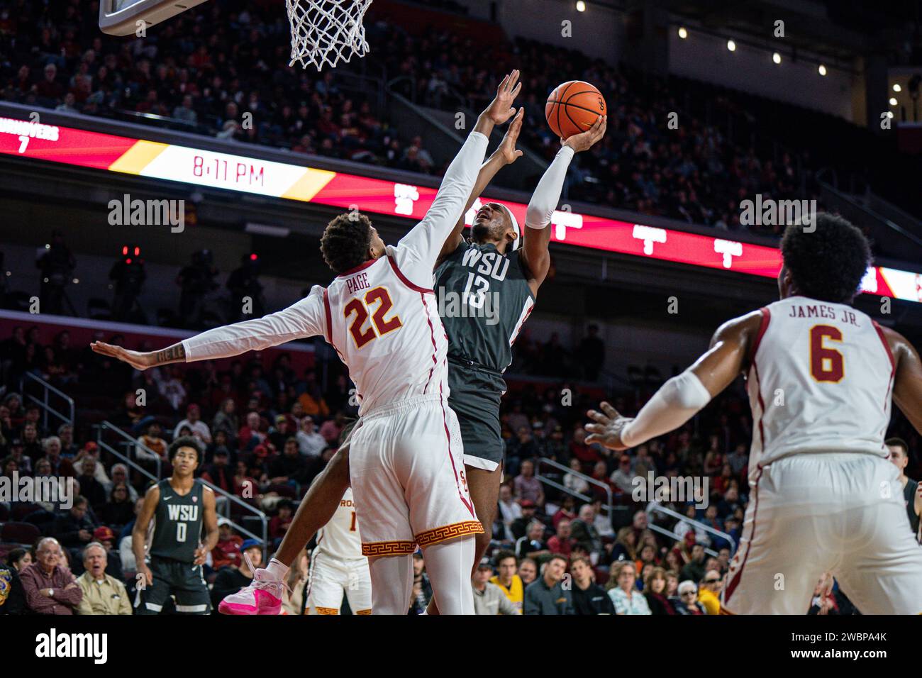 Washington State Cougars forward Isaac Jones (13)shoots over USC ...