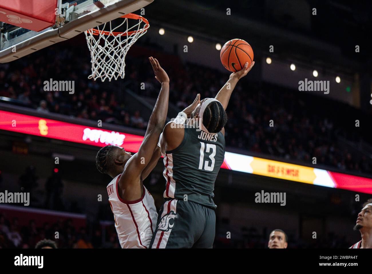 Washington State Cougars forward Isaac Jones (13) shoots over USC ...