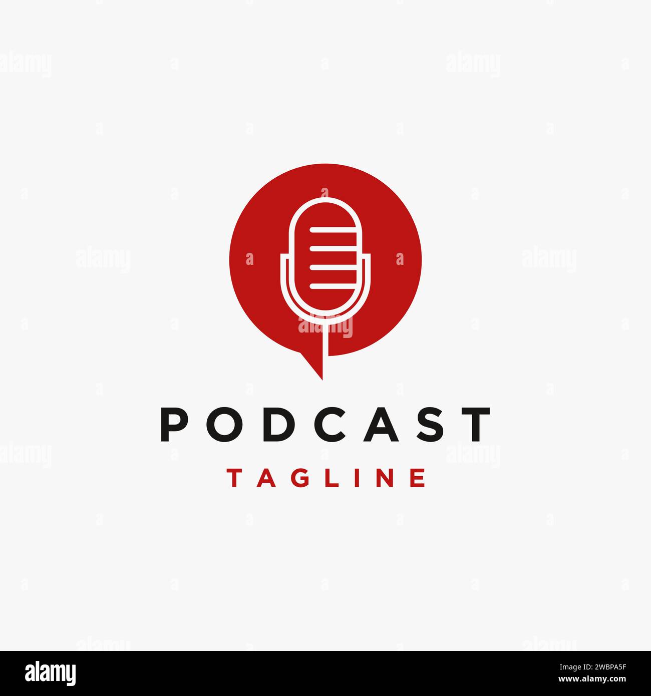 Minimalist microphone and bubble chat, podcast logo icon vector on ...