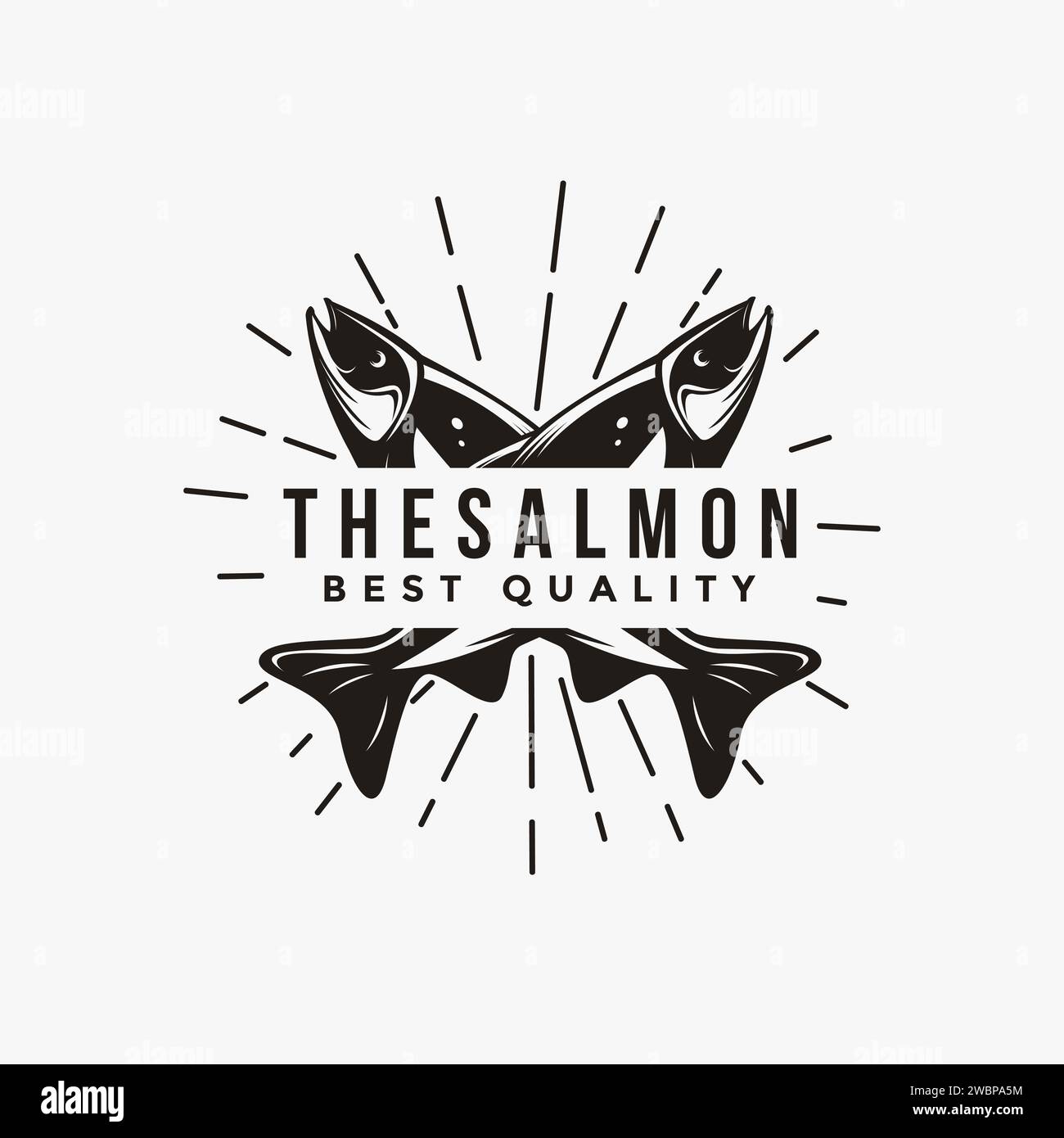 Vintage Salmon fish logo icon vector template on white background Stock ...