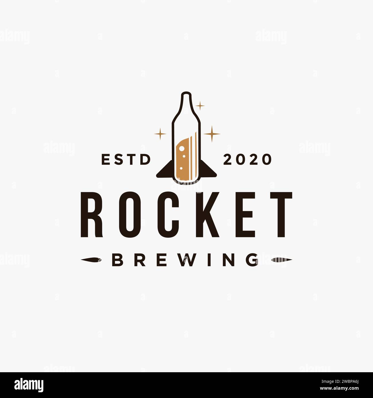 Creative rocket brewing logo, bottle of rocket vector illustration on ...