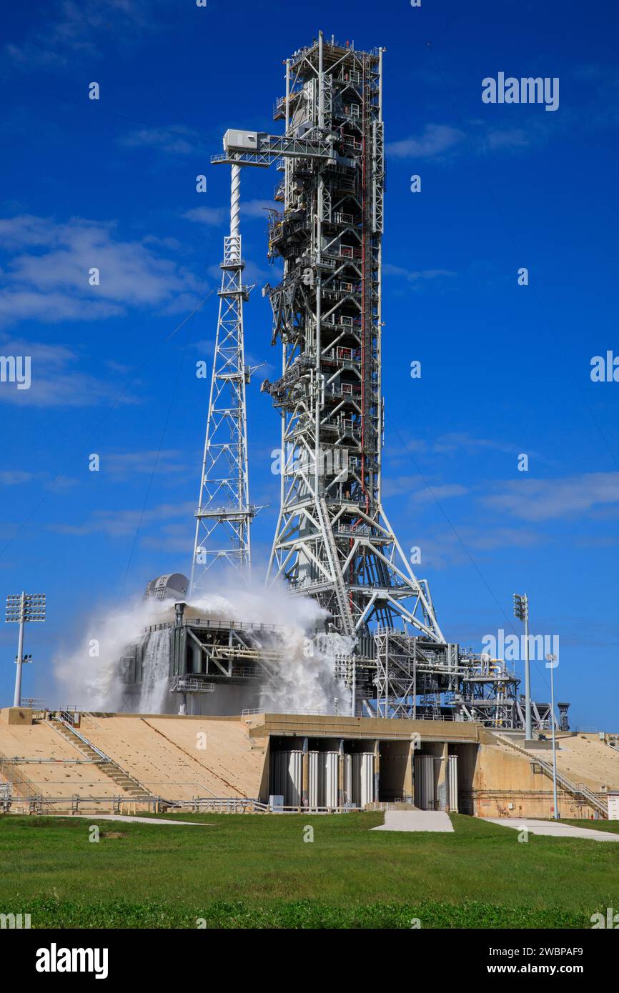 NASA’s Exploration Ground Systems conducts a water flow test with the ...
