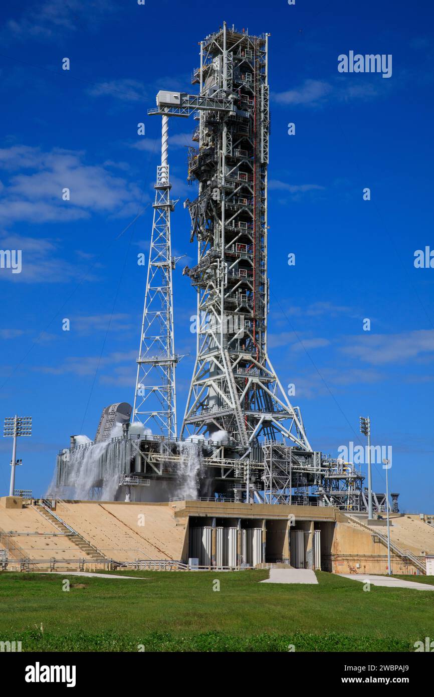 NASA’s Exploration Ground Systems conducts a water flow test with the ...