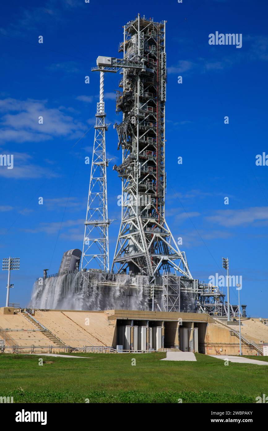 NASA’s Exploration Ground Systems conducts a water flow test with the ...