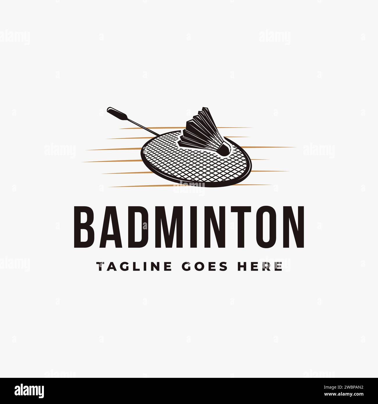 Vintage badminton logo with shuttlecock and racket icon vector on white ...