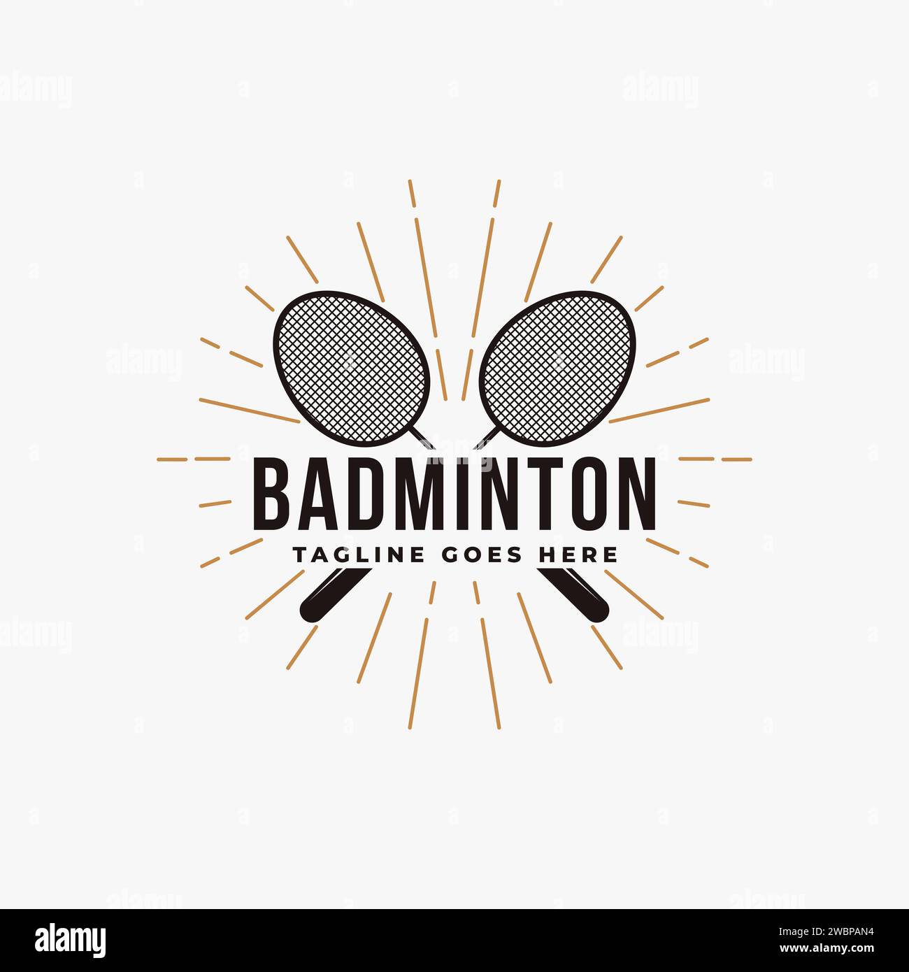 Vintage badminton racket logo icon vector on white background Stock ...