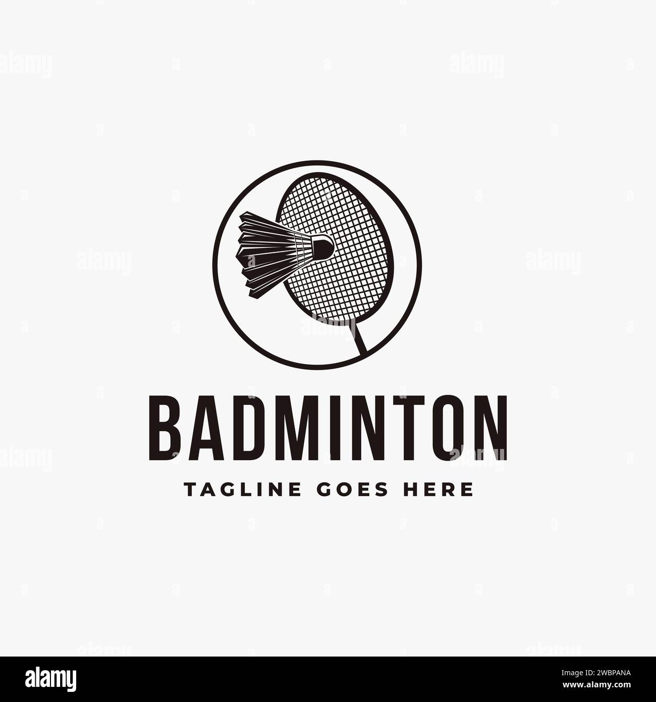 Vintage badminton logo with shuttlecock and racket icon vector on white ...