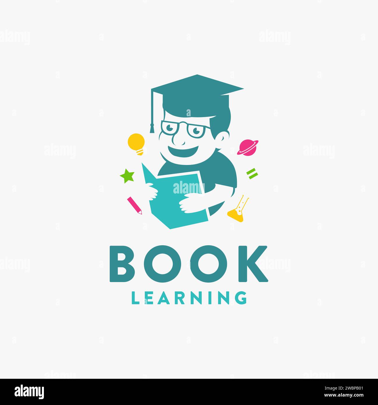 Simple education logo, Kid reading book logo vector icon illustration ...