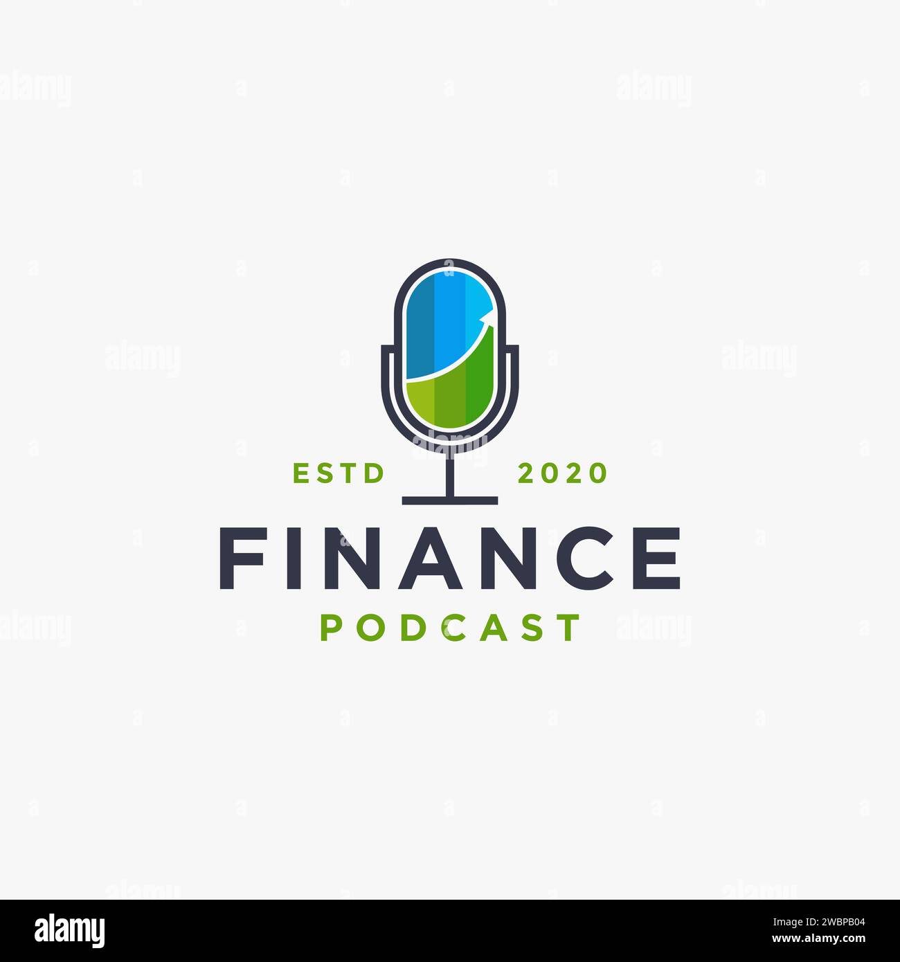 Minimalist microphone and financial charts, finance business podcast ...