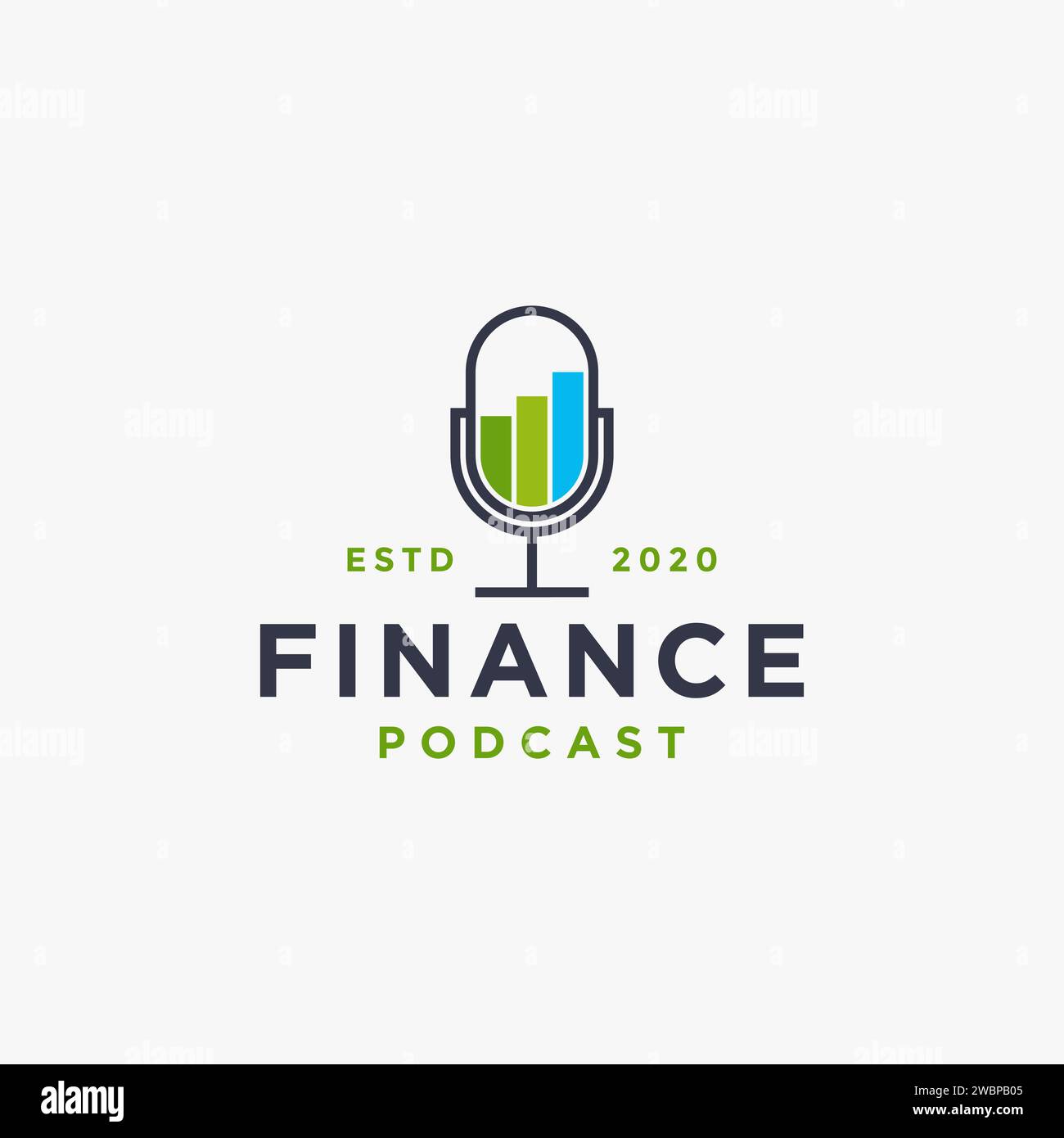 Minimalist microphone and financial charts, finance business podcast ...