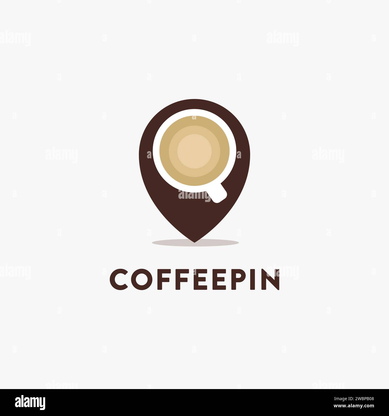 Cup of coffee pin, coffee map pin logo icon vector template on white ...