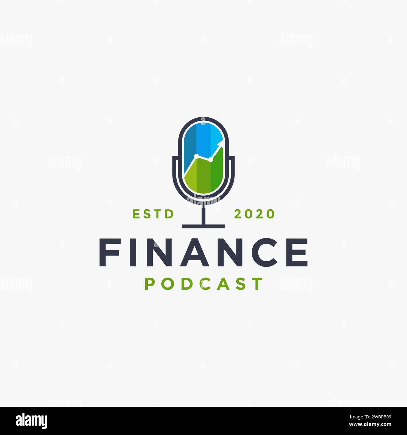 Minimalist microphone and financial charts, finance business podcast ...