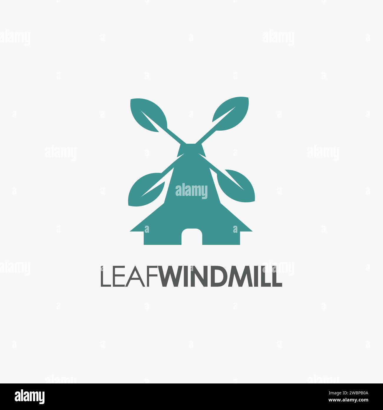 Nature Windmill logo, with leaves vector icon on white background Stock ...