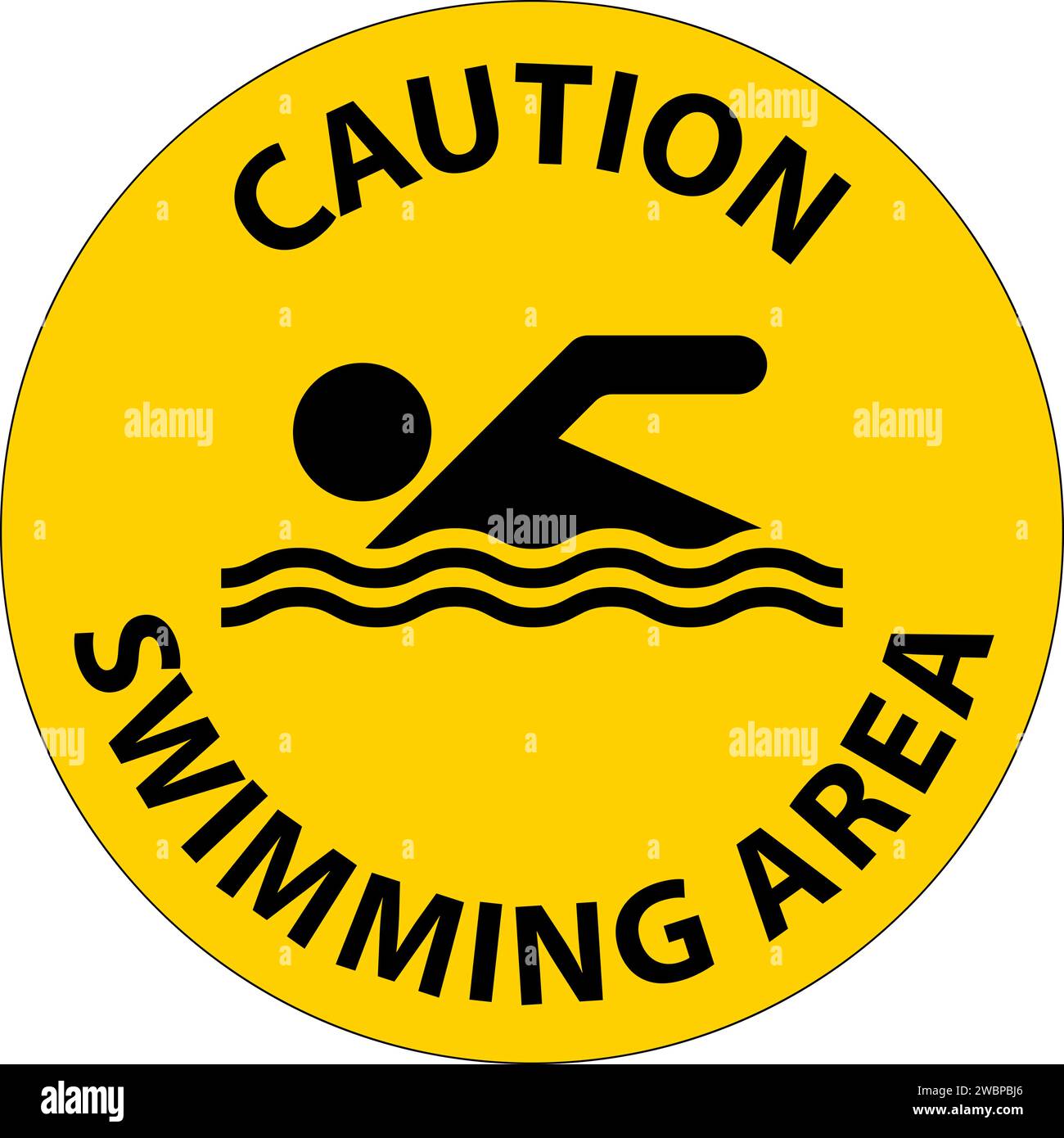 Water Safety Sign Caution - Swimming Area Stock Vector Image & Art - Alamy