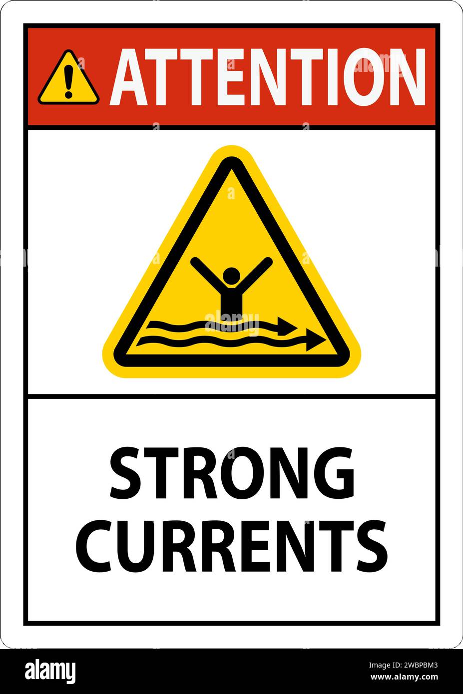 Water Safety Sign Attention - Strong Currents Stock Vector Image & Art ...