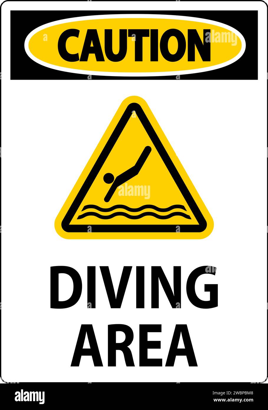 Water Safety Sign Caution - Diving Area Stock Vector Image & Art - Alamy