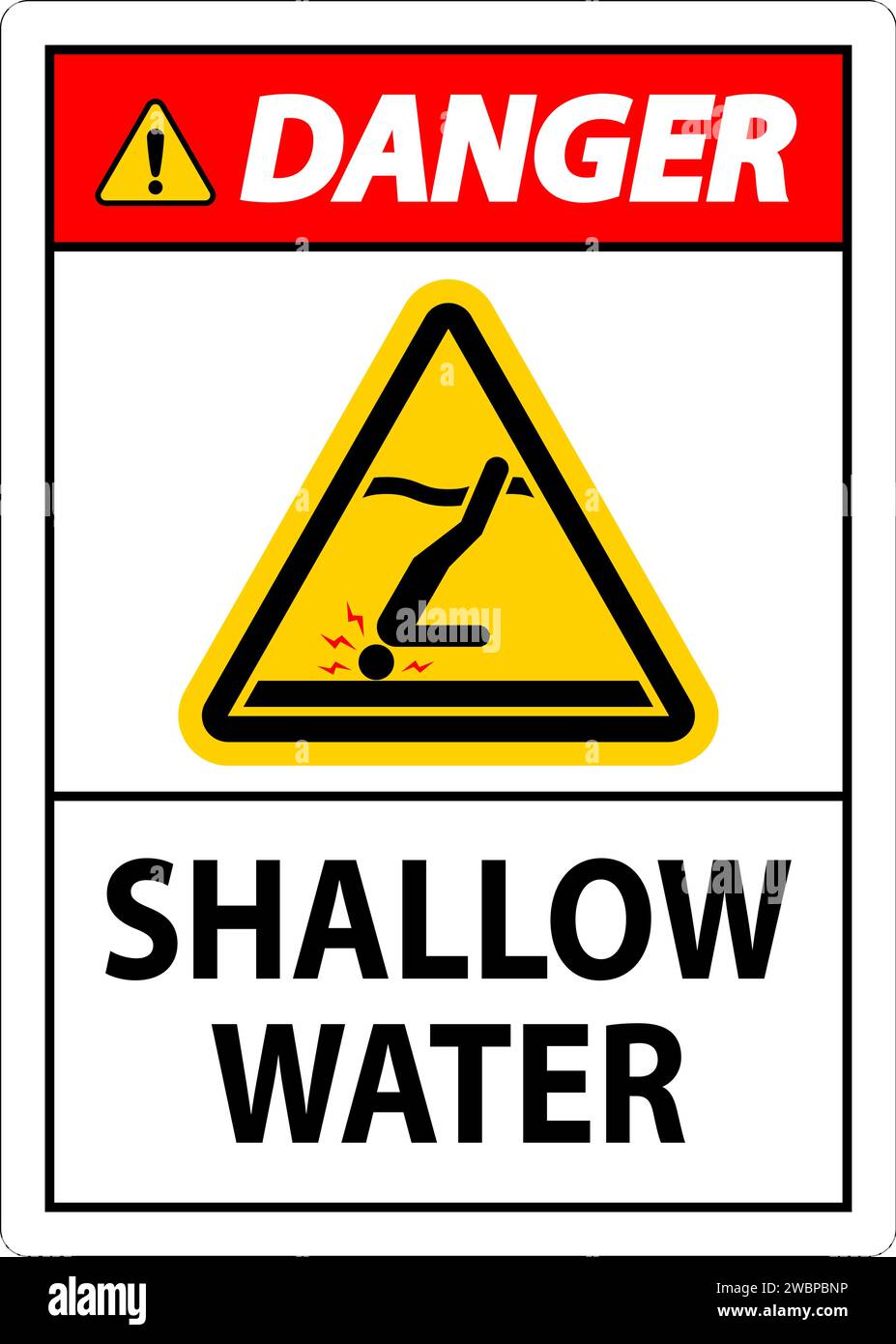 Water Safety Sign Danger - Shallow Water Stock Vector Image & Art - Alamy