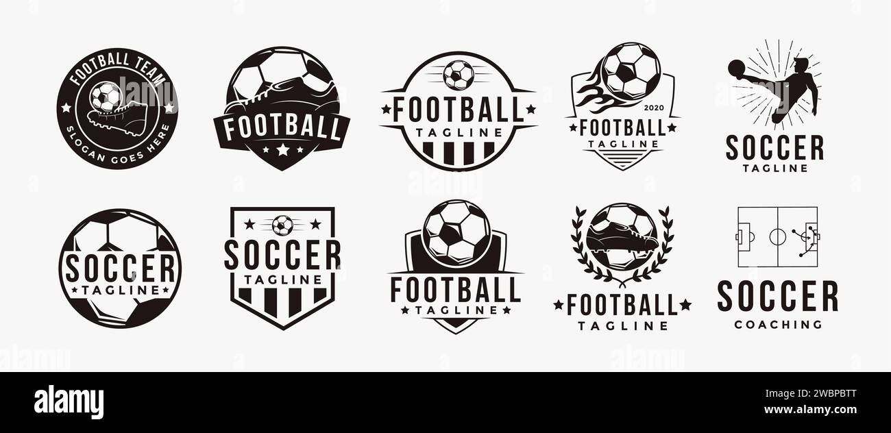 Set of Vintage Football soccer sport team club league logo with soccer ...