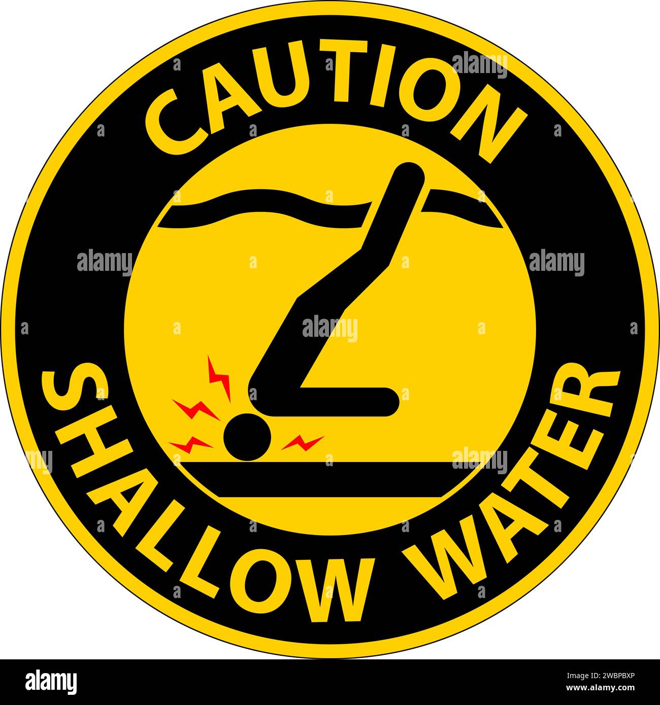 Water Safety Sign Caution - Shallow Water Stock Vector Image & Art - Alamy