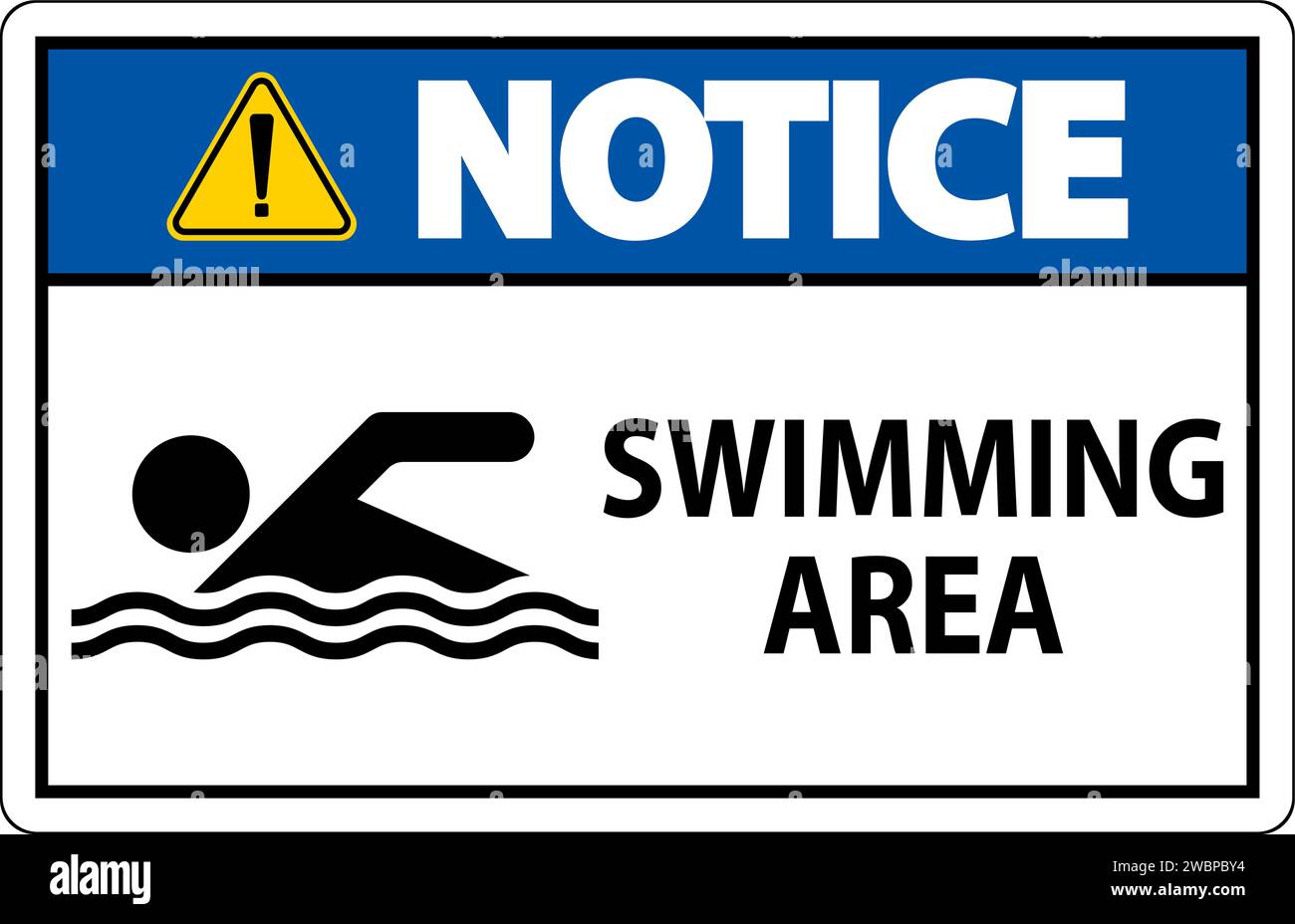 Water Safety Sign Notice - Swimming Area Stock Vector Image & Art - Alamy