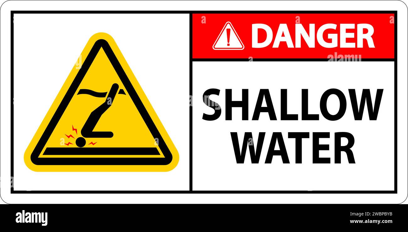 Water Safety Sign Danger - Shallow Water Stock Vector Image & Art - Alamy