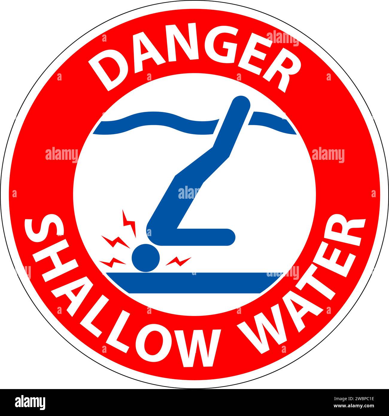 Water Safety Sign Danger - Shallow Water Stock Vector Image & Art - Alamy