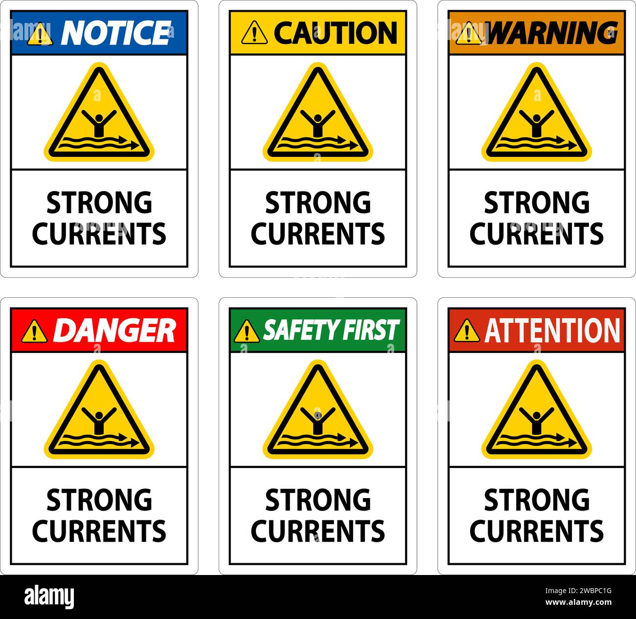 Strong current warning sign Stock Vector Images - Alamy