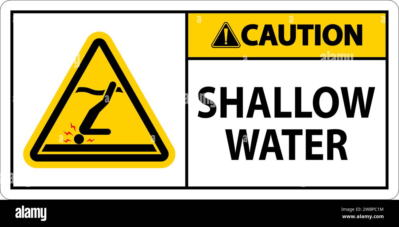 Water Safety Sign Caution - Shallow Water Stock Vector Image & Art - Alamy