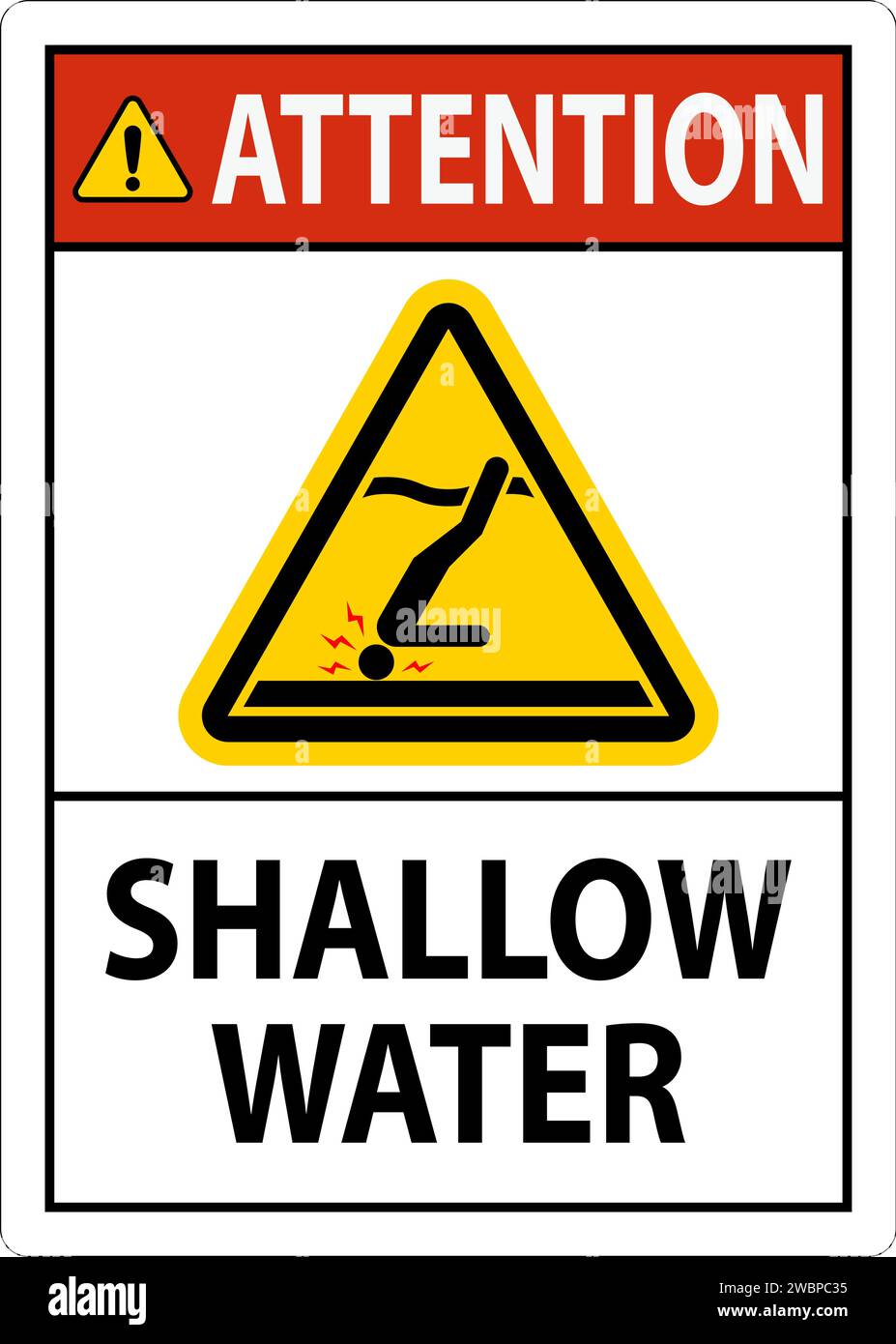 Water Safety Sign Attention - Shallow Water Stock Vector Image & Art ...