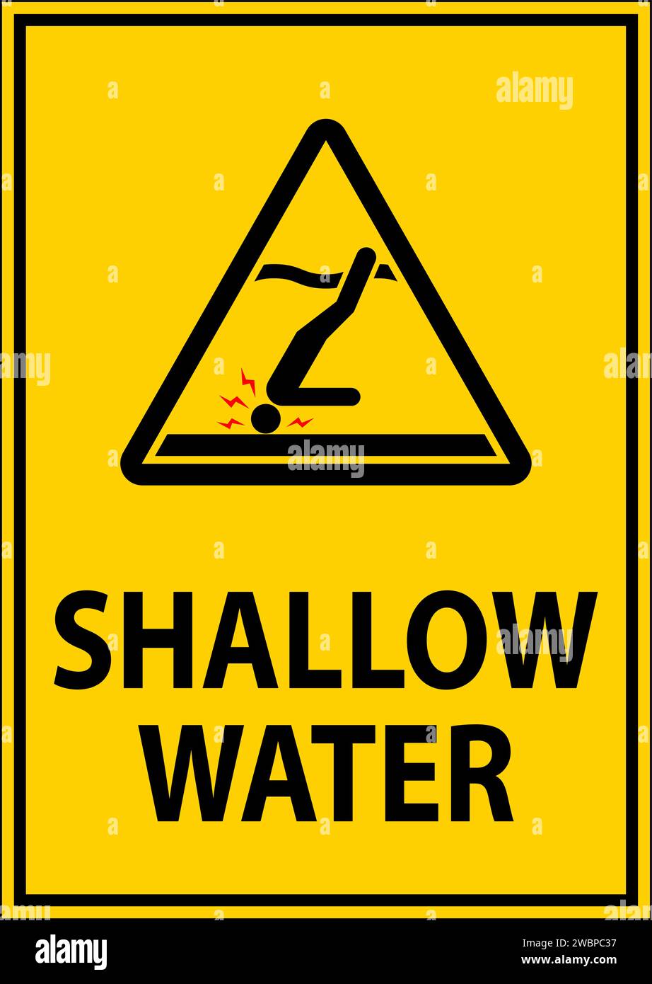 Water Safety Sign Warning - Shallow Water Stock Vector Image & Art - Alamy