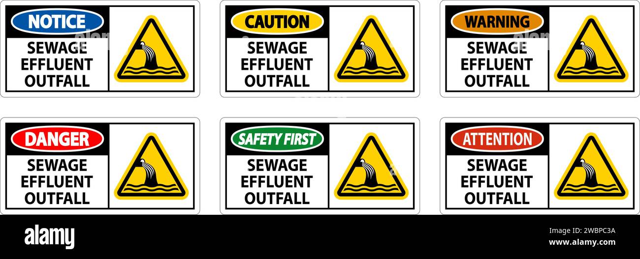 Water Safety Sign Warning - Sewage Effluent Outfall Stock Vector Image ...