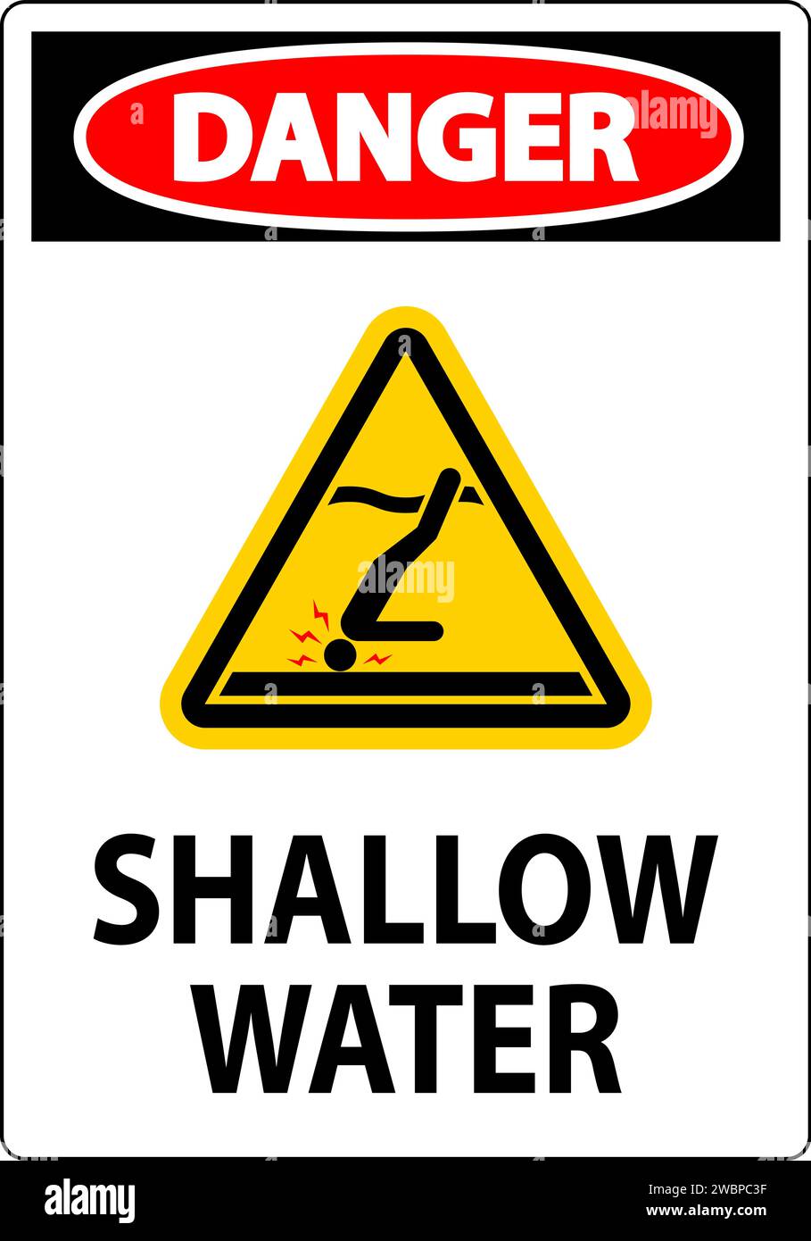 Water Safety Sign Danger - Shallow Water Stock Vector Image & Art - Alamy