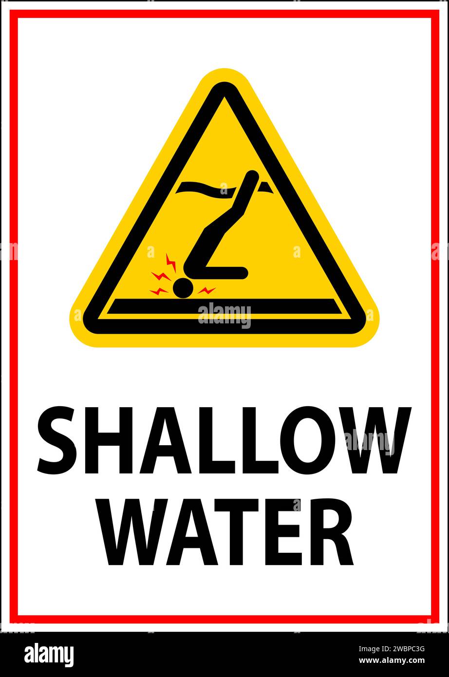 Water Safety Sign Warning - Shallow Water Stock Vector Image & Art - Alamy