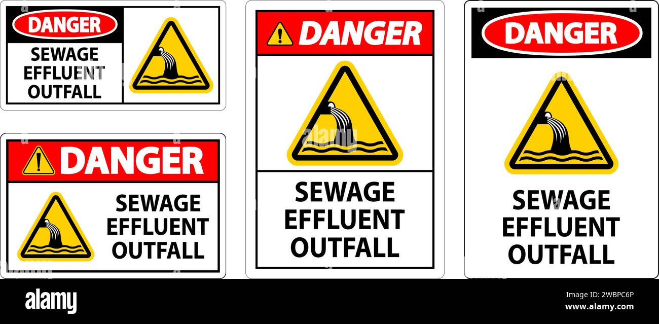 Water Safety Sign Danger - Sewage Effluent Outfall Stock Vector Image ...