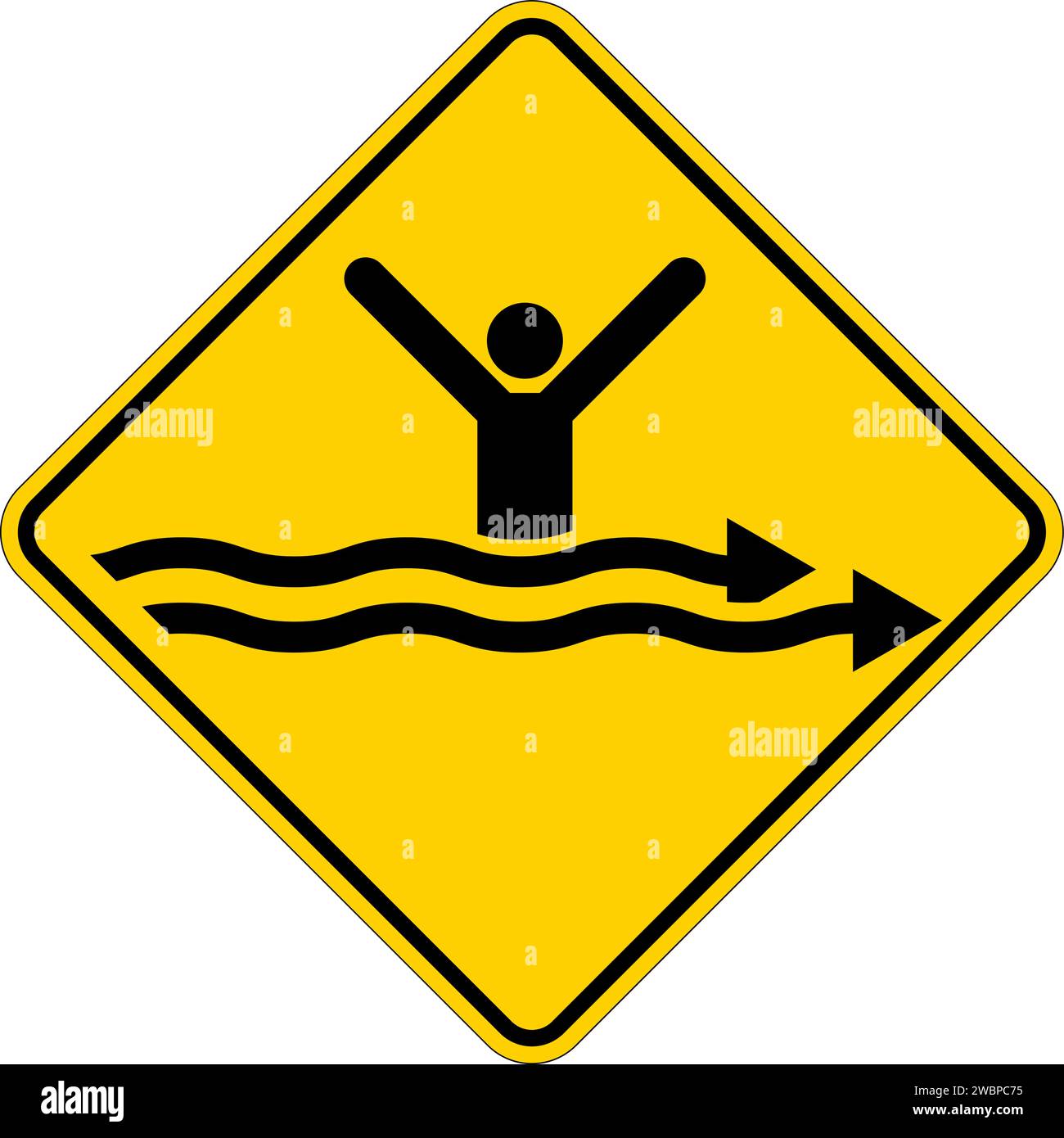 Water Safety Sign Warning - Strong Currents Stock Vector Image & Art ...