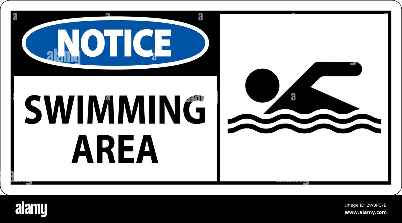 Water Safety Sign Notice - Swimming Area Stock Vector Image & Art - Alamy