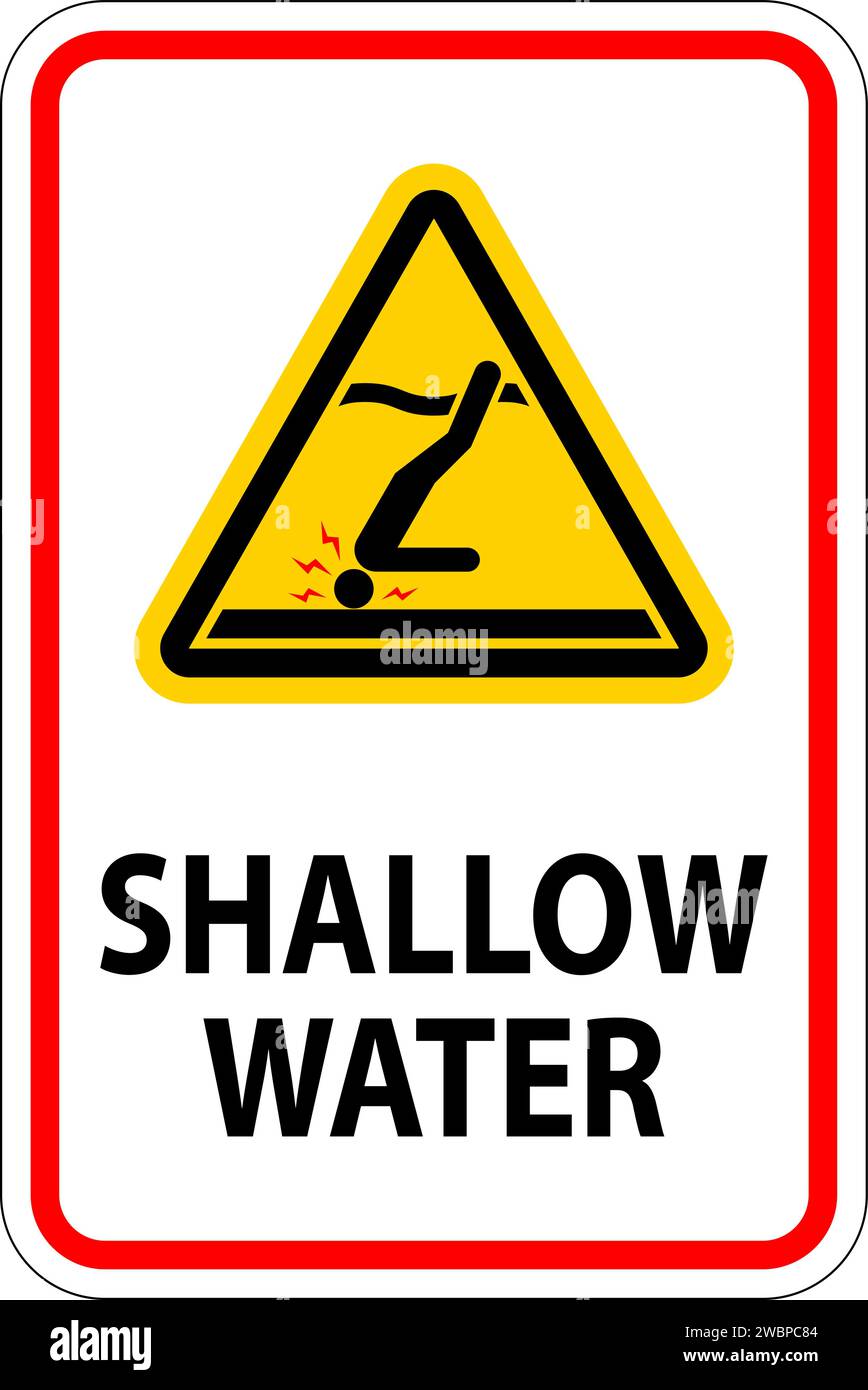 Water Safety Sign Warning - Shallow Water Stock Vector Image & Art - Alamy