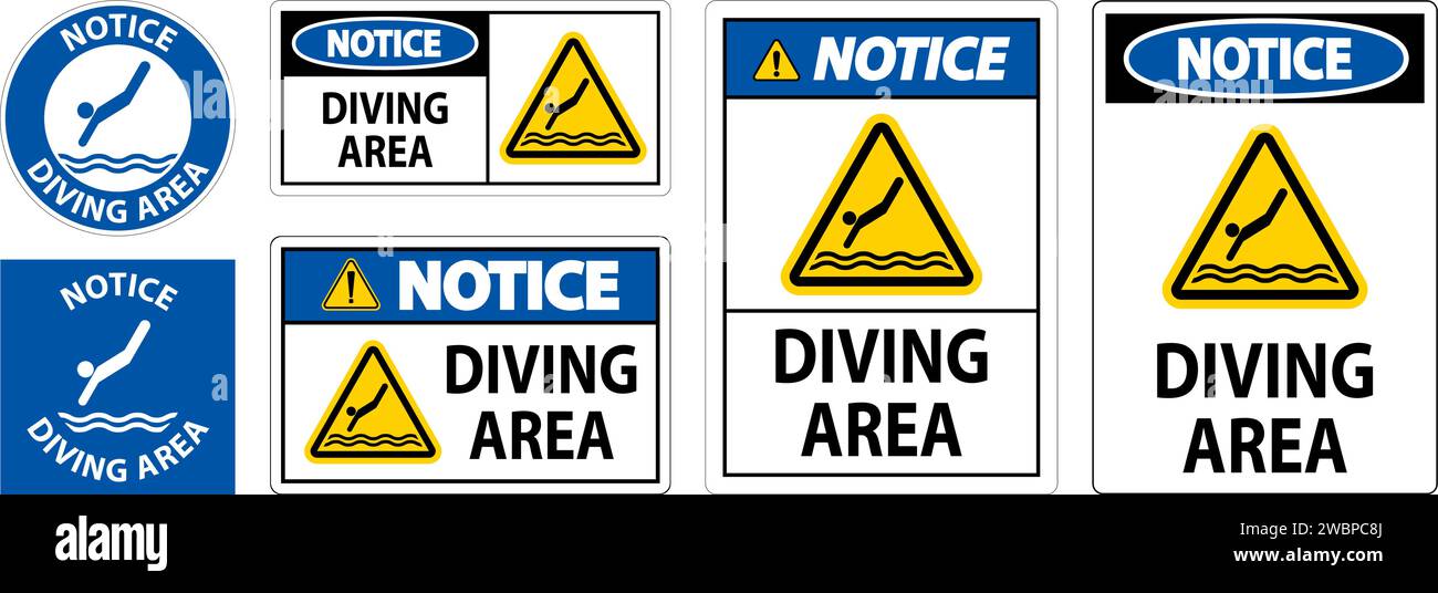 Water Safety Sign Notice - Diving Area Stock Vector Image & Art - Alamy