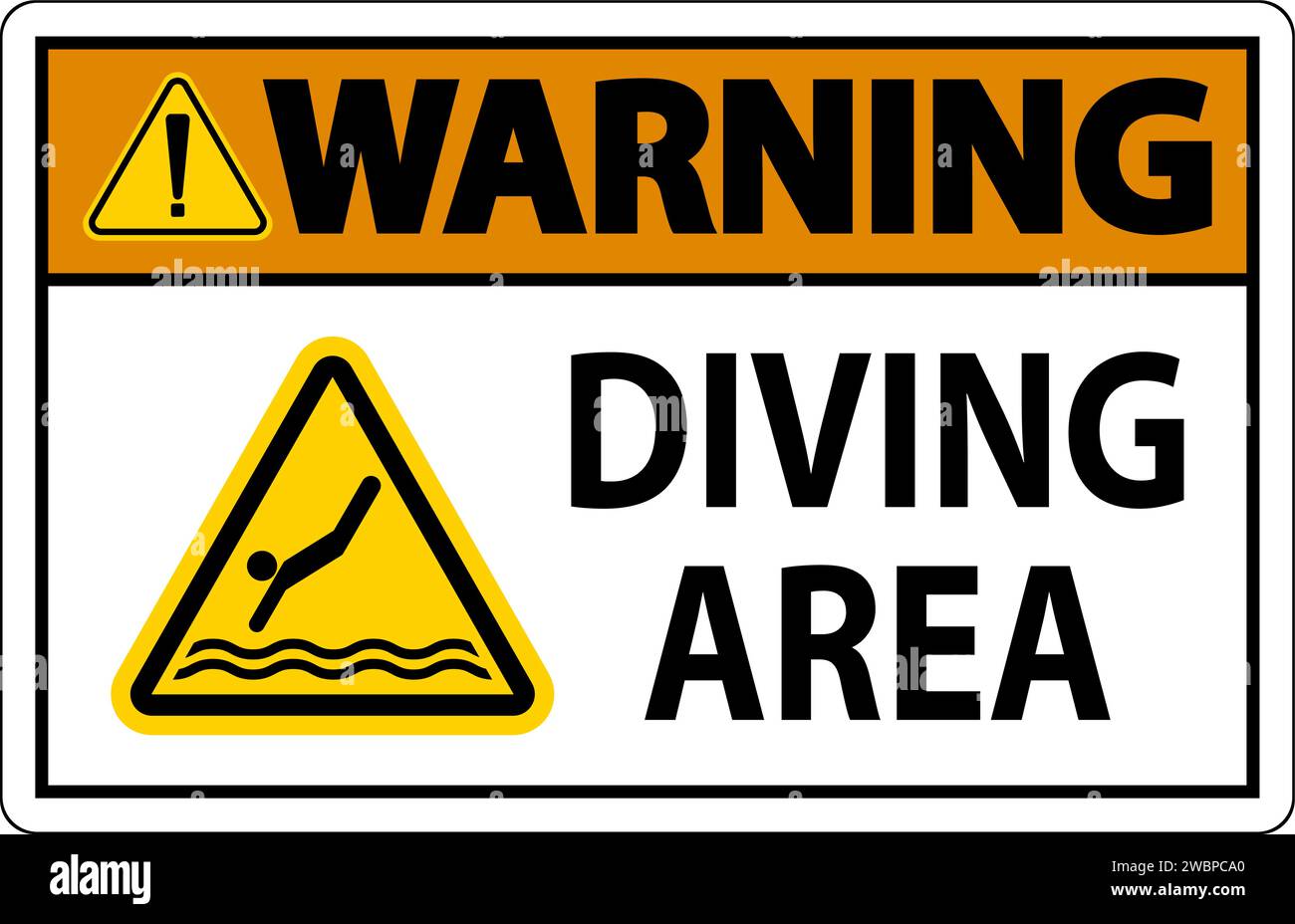 Water Safety Sign Warning - Diving Area Stock Vector Image & Art - Alamy