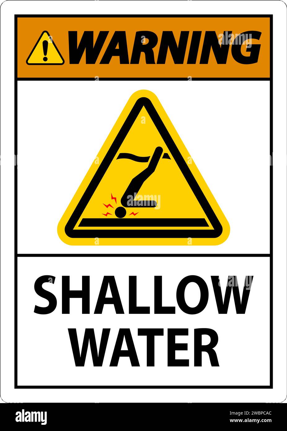 Water Safety Sign Warning - Shallow Water Stock Vector Image & Art - Alamy